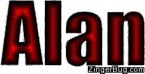 Alan Red Glitter Name Glitter Graphic, Greeting, Comment, Meme or GIF