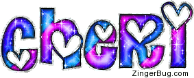 Cheri Pink Blue Glitter Name Glitter Graphic, Greeting, Comment, Meme ...