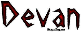 Devan Red Glitter Name Glitter Graphic, Greeting, Comment, Meme or GIF