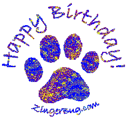 Happy Birthday Glitter Graphic Paw Print Blue Glitter Graphic, Greeting ...