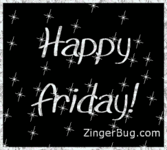 Happy Friday Silver Stars Glitter Text Graphic Glitter Graphic ...