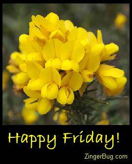 Happy Friday Yellow Flowers Glitter Graphic, Greeting, Comment, Meme or GIF
