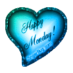 Happy Monday Glitter Graphic Blue Green Satin Heart Glitter Graphic ...
