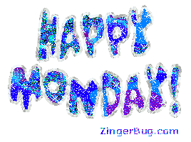 Happy Monday Glitter Graphic Blue Silver Glitter Glitter Graphic ...
