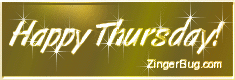 Happy Thursday Gold Glass Glitter Graphic, Greeting, Comment, Meme or GIF