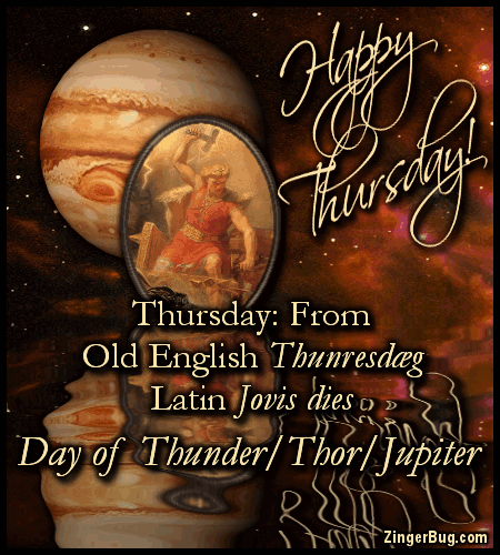 Happy Thursday Jupiter Day Of Thor Glitter Graphic, Greeting, Comment ...