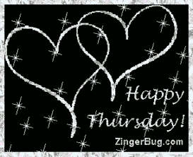Happy Thursday Silver Stars Hearts Glitter Graphic, Greeting, Comment ...