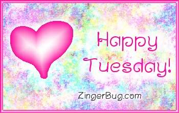 Happy Tuesday Pink Plaque Glitter Graphic, Greeting, Comment, Meme or GIF