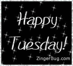 Happy Tuesday Silver Stars Glitter Graphic Glitter Graphic, Greeting ...