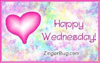 Happy Wednesday Pink Plaque Glitter Graphic, Greeting, Comment, Meme or GIF
