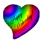 Happy Wednesday Rainbow Heart Glitter Graphic, Greeting, Comment, Meme or GIF