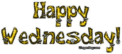Happy Wednesday Yellow Glitter Smiley Text Glitter Graphic, Greeting ...