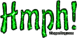 Hmph Green Glitter Text Glitter Graphic, Greeting, Comment, Meme or GIF