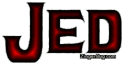 Jed Red Glitter Name Glitter Graphic, Greeting, Comment, Meme or GIF