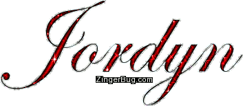 Jordyn Red Glitter Name Glitter Graphic, Greeting, Comment, Meme or GIF