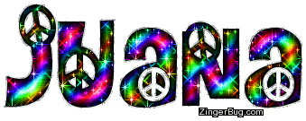 Juana Rainbow Peace Sign Glitter Name Glitter Graphic, Greeting ...
