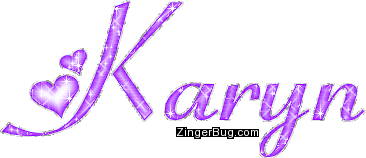 Karyn Light Purple Glitter Name With Hearts Glitter Graphic, Greeting ...