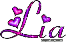 Lia Pink And Purple Glitter Name Glitter Graphic, Greeting, Comment ...