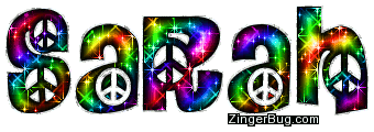 Sarah Rainbow Peace Sign Glitter Name Glitter Graphic, Greeting ...