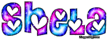 Shela Pink And Blue Glitter Name With Hearts Glitter Graphic, Greeting ...