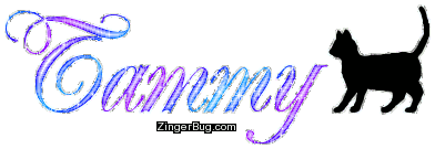 Tammy Blue And Purple Glitter Name With Cat Glitter Graphic, Greeting ...