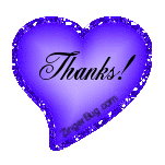 Thanks Blue Heart Glitter Graphic, Greeting, Comment, Meme or GIF