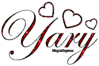 Yary Red Glitter Name With Hearts Glitter Graphic, Greeting, Comment ...