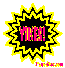Yikes Blinking Starburst Glitter Graphic, Greeting, Comment, Meme or GIF