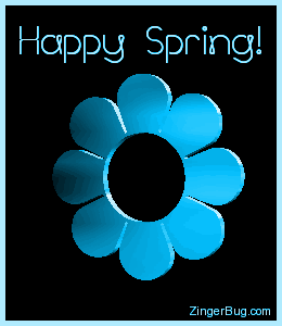 3d Blue Spring Flower Glitter Graphic, Greeting, Comment, Meme or GIF