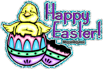 Happy Easter Chick Glitter Graphic, Greeting, Comment, Meme or GIF